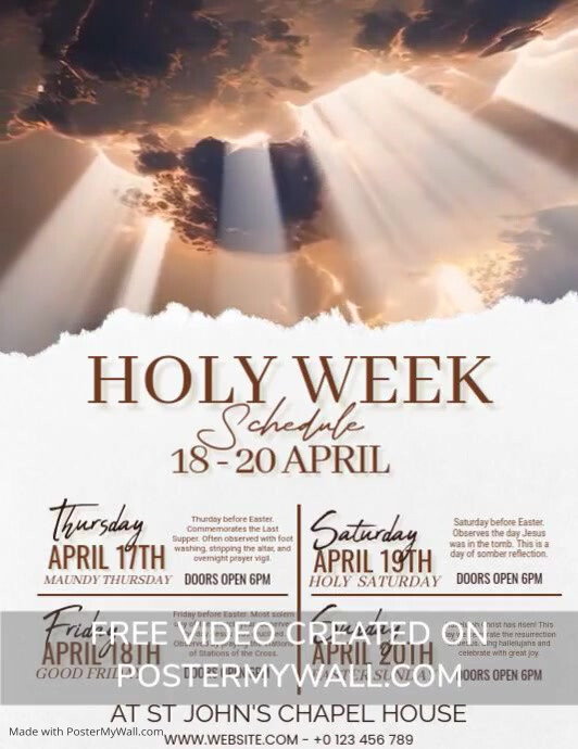 Holy Week Schedule Flyer Video Template | PosterMyWall