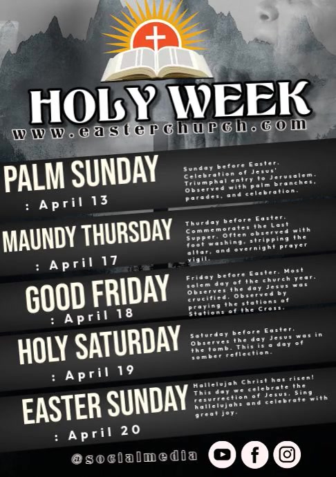 Holy Week Schedule Grudge Theme Template | PosterMyWall