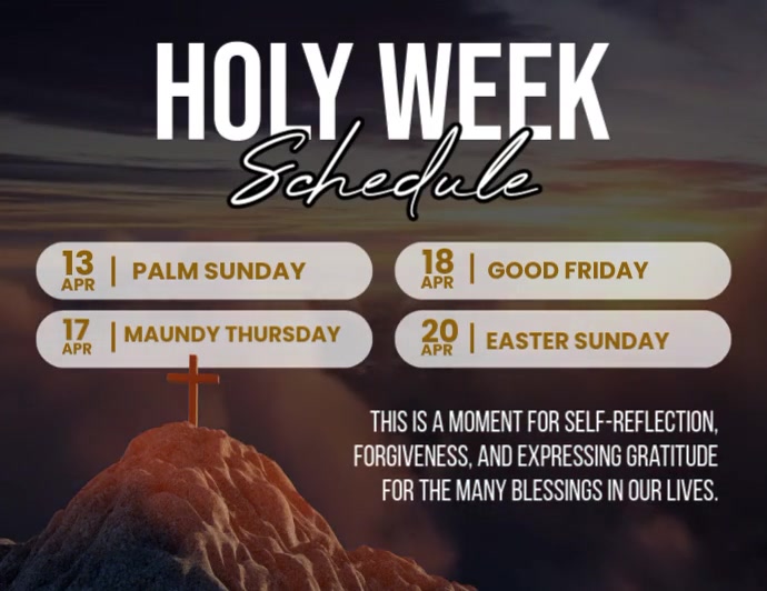 Holy Week Schedule Poster Template | PosterMyWall