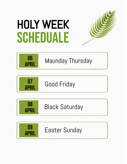 Holy week schedule poster template | PosterMyWall