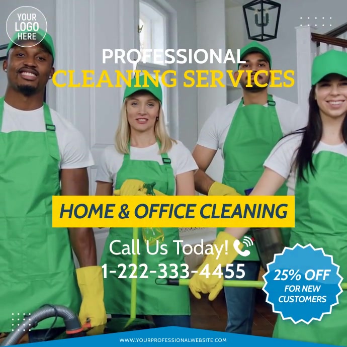 Home & Office Cleaning Services Video Ad Template | PosterMyWall