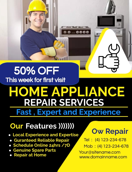 home appliances repair flyer , Appliance-medi Template | PosterMyWall