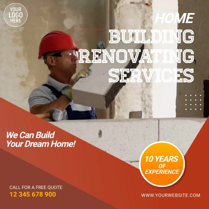 Home Building & Renovating Service Video Ad Template | PosterMyWall