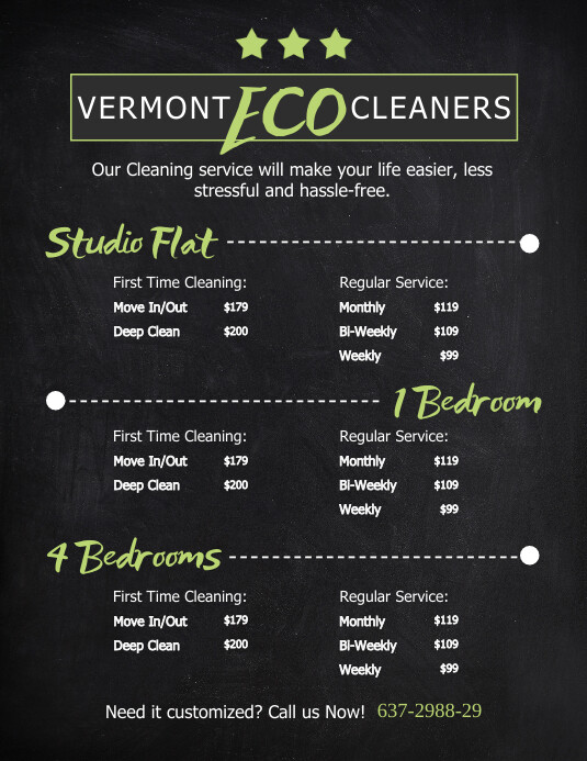 Home Cleaning Service Price List Template PosterMyWall