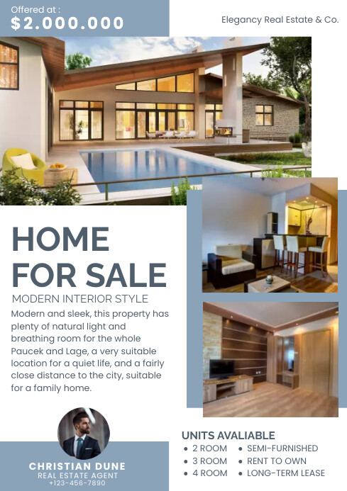 Home for sale simple silver Template | PosterMyWall