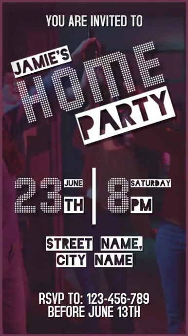 Home House Party Video Invitation Template | PosterMyWall