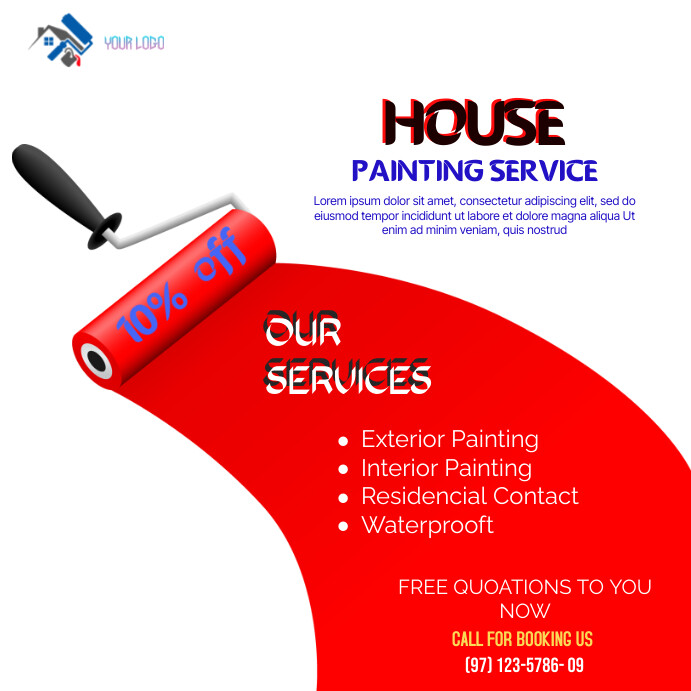 Home Painting Service Ad Template Square (1:1 | PosterMyWall