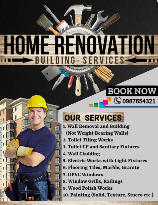 home renovation, repairs, constructions, Template | PosterMyWall