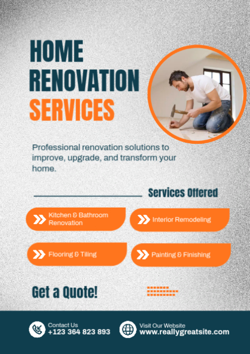 Home Renovation Services — Professional Remodeling & Repair Flyer ...