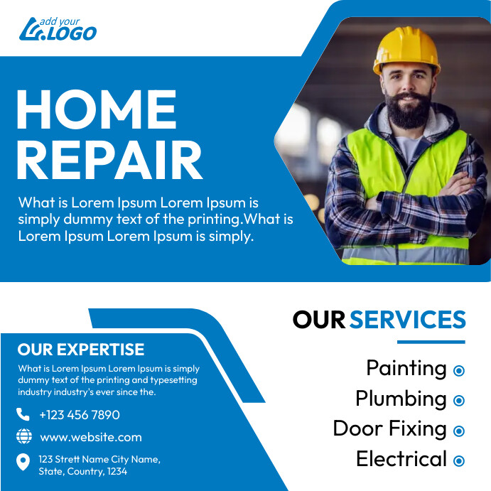 Home Repair Service Ad Template | PosterMyWall