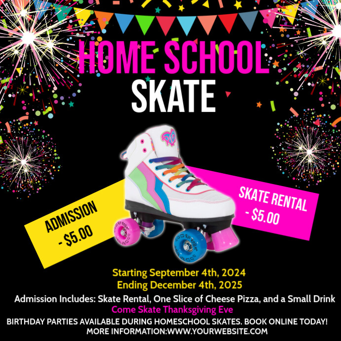 HOME SCHOOL SKATE Template | PosterMyWall