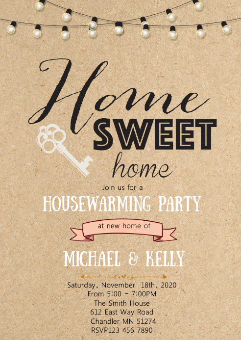 Home sweet home party theme invitation Template | PosterMyWall