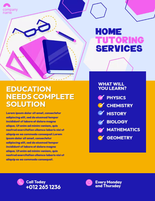 Home Tutoring Services Flyers Template | PosterMyWall