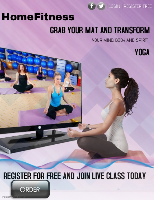 HomeFitness Yoga Template | PosterMyWall