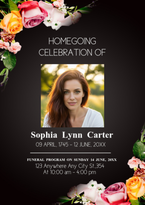 Homegoing Service Poster — Elegant Funeral Worship Announcement ...