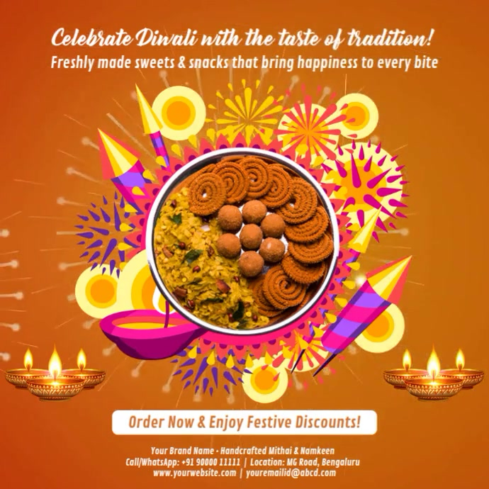 Homemade Diwali Snacks and Sweets Ad Post Social Media Post Template ...
