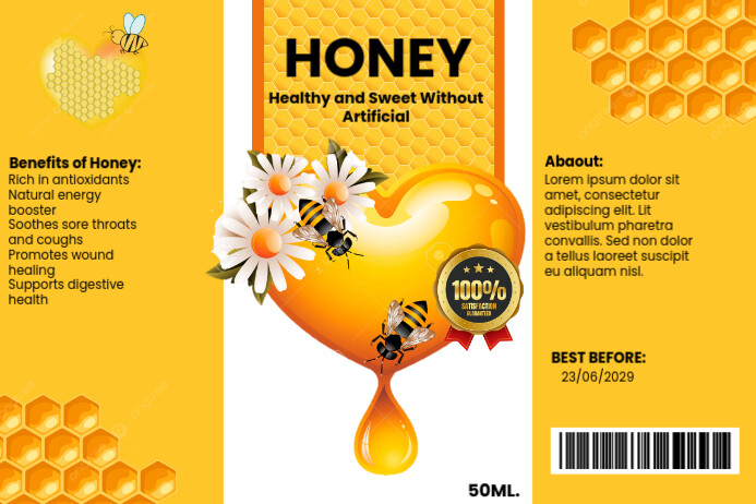 Honey label design Template | PosterMyWall