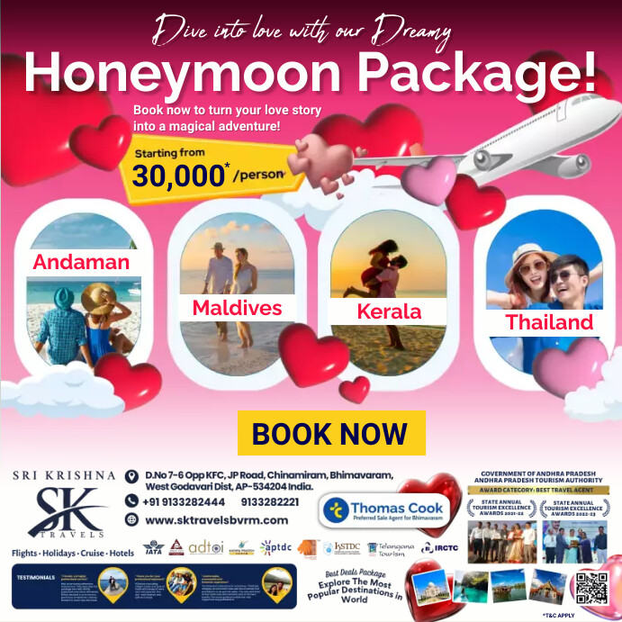 Honeymoon & Valentines tour packages (1) Template | PosterMyWall