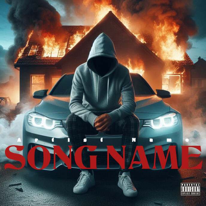 Copy of Hoodie man fire car mixtape album cover | PosterMyWall