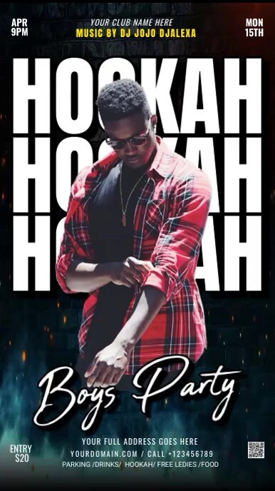 HOOKAH BOYS PARTY Template | PosterMyWall