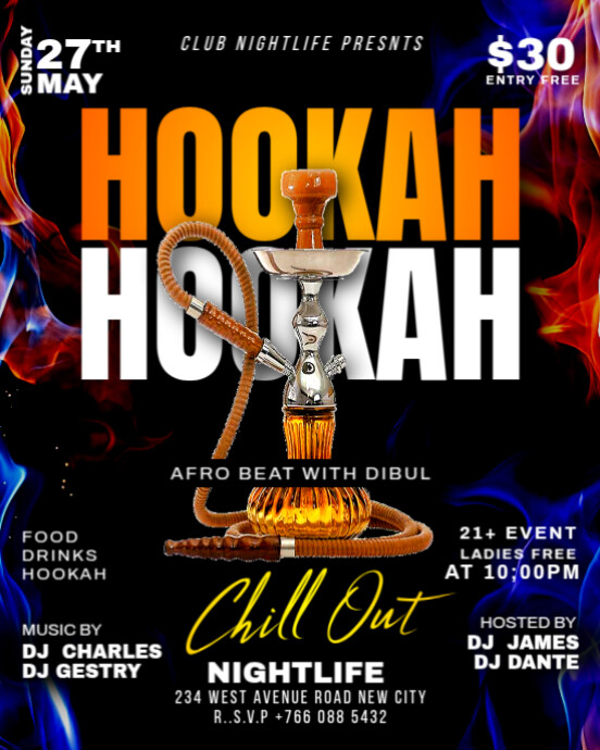 Modèle Hookah shisha lounge chill out smoke session bar club party ...