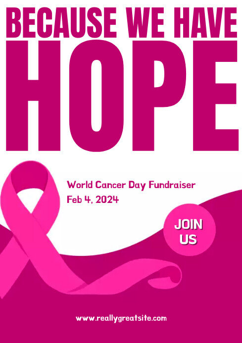 Copy of Hope Pink Ribbon World Cancer Day Event | PosterMyWall