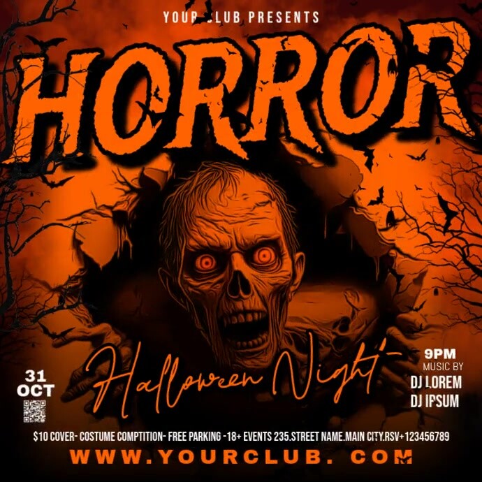 Horror Halloween night Template | PosterMyWall