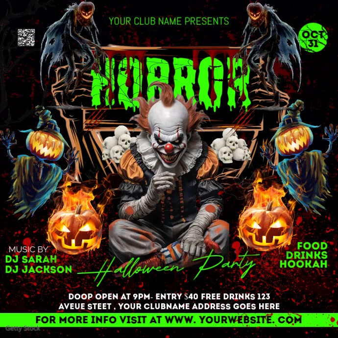 Horror Halloween party Template | PosterMyWall