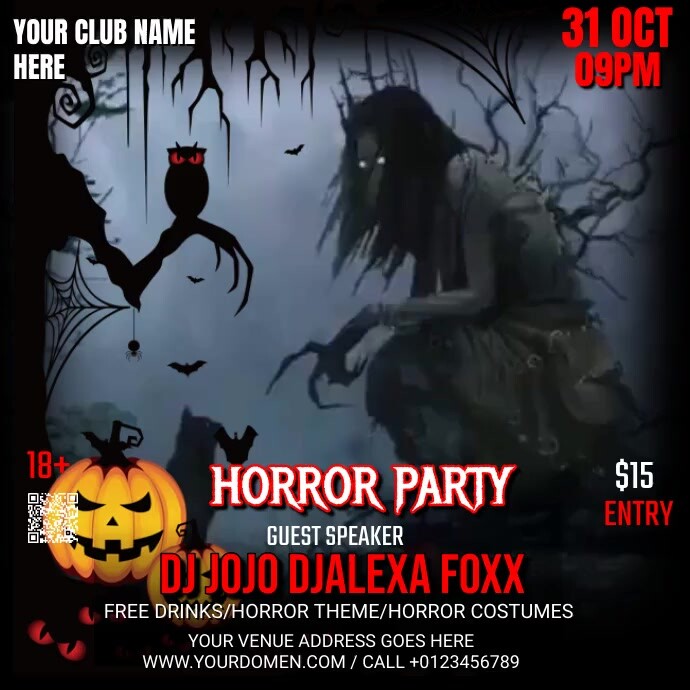 HORROR PARTY Template | PosterMyWall