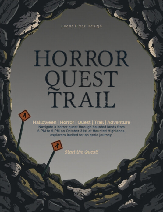 Horror Quest Marker Flyer Design for Adventure Halloween Templat ...