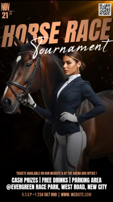 Plantilla de Horse Race Tournament Free Template Digital Display (9:16 ...