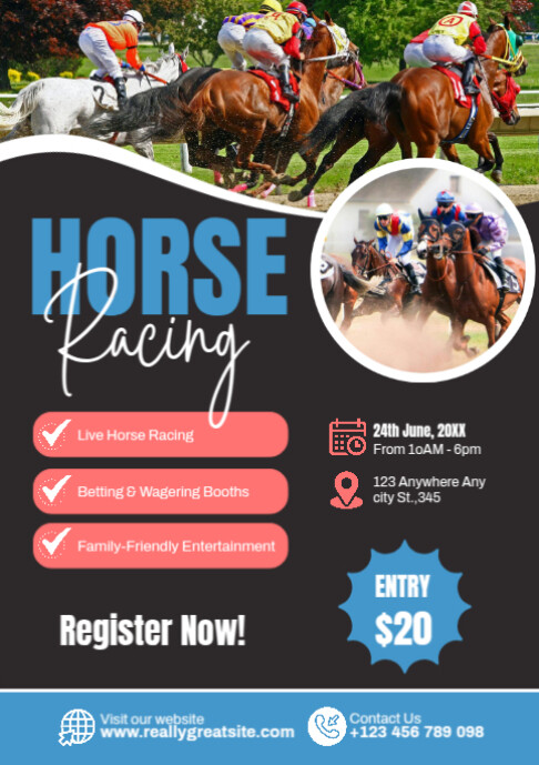 Copy of Horse Racing Event Poster Template – Exciting Derby & Race Day ...
