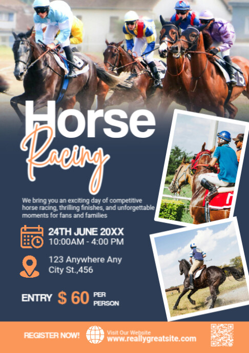 Copy of Horse Racing Event Poster Template – Exciting Derby & Race Day ...