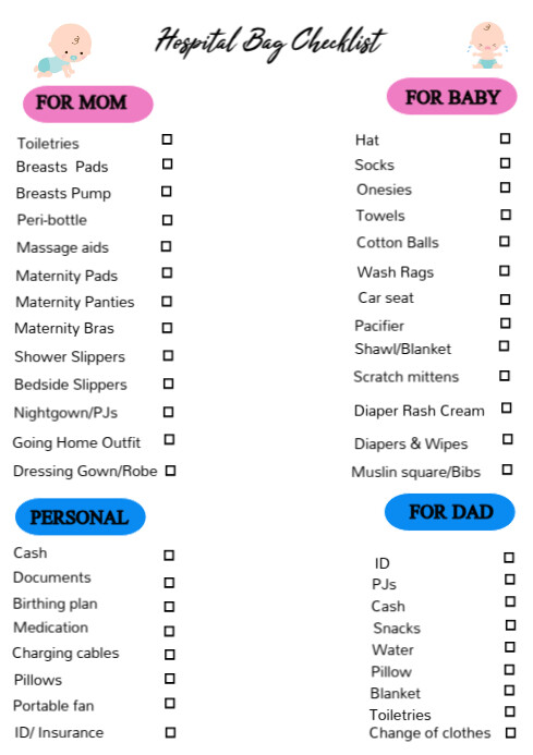Hospital Bag Checklist Template | PosterMyWall