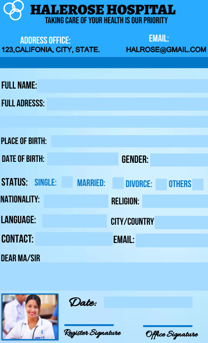 Hospital registration form template | PosterMyWall