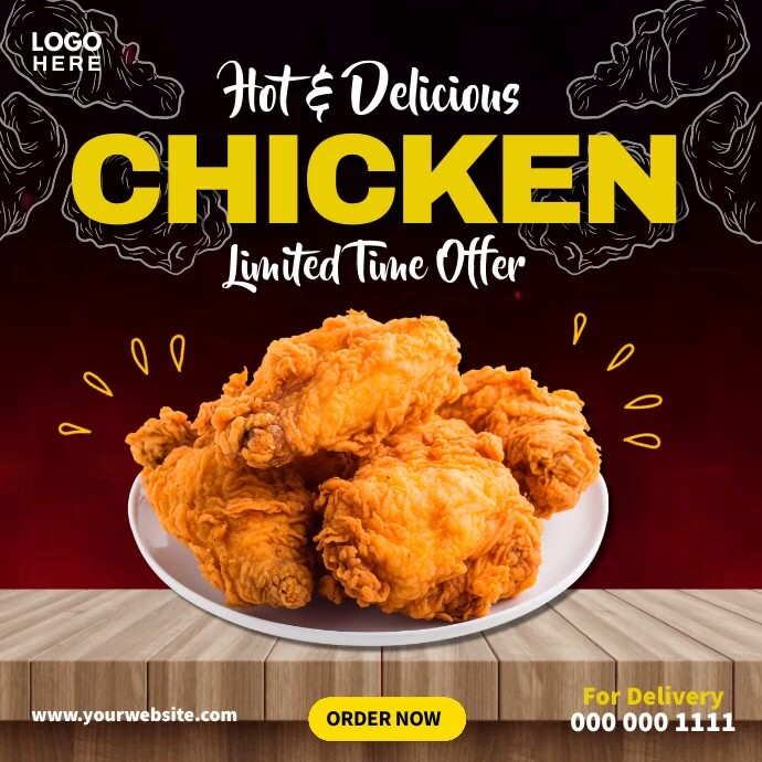 Hot & Delicious Chicken Template | PosterMyWall