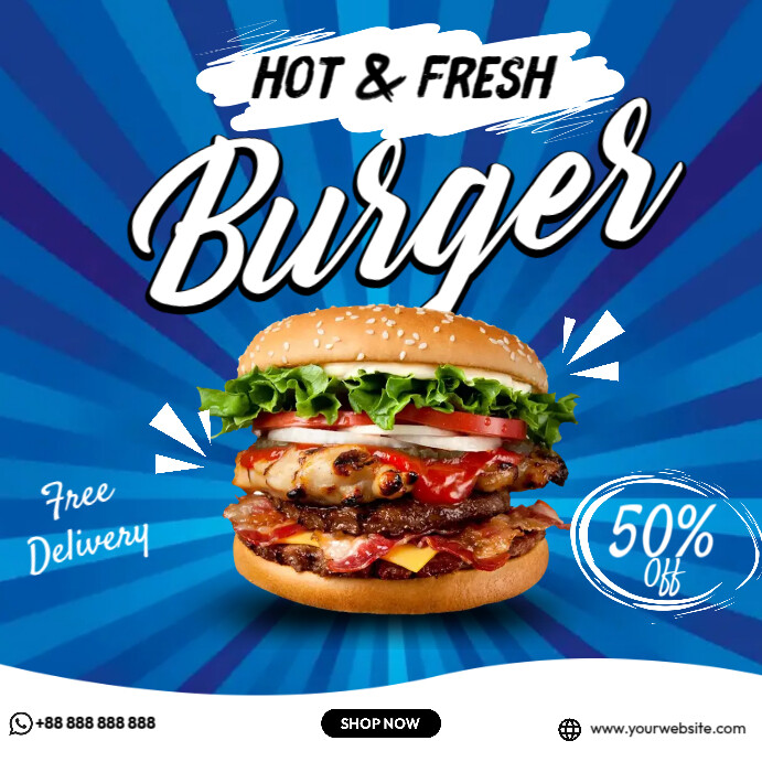 Copy of Hot & Fresh Burger Menu | PosterMyWall