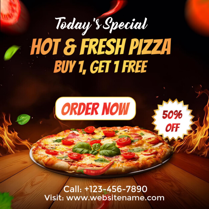 Copy of Hot & Fresh Pizza Promo Flyer | PosterMyWall