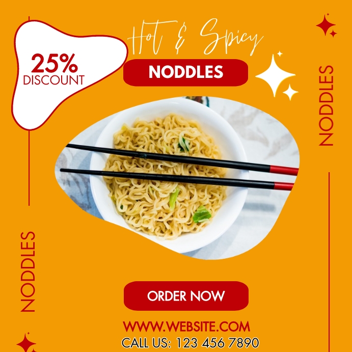 Hot & Spicy Noddles Template | PosterMyWall