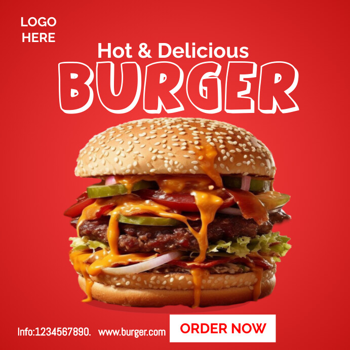 Hot and delicious Burger Template | PosterMyWall