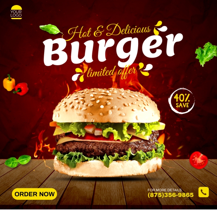 Copy of Hot and Delicious Burger Offer | PosterMyWall