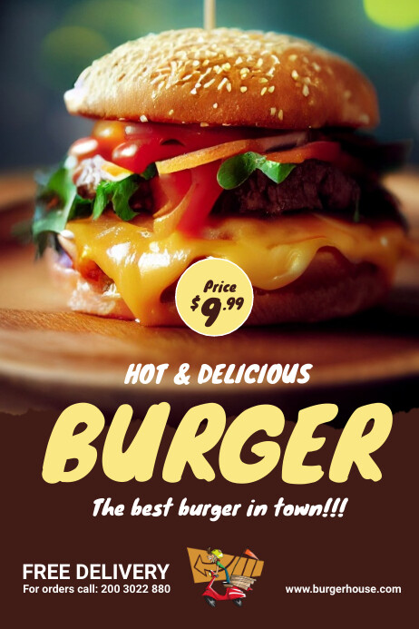 Hot And Delicious Burger Poster Template | PosterMyWall