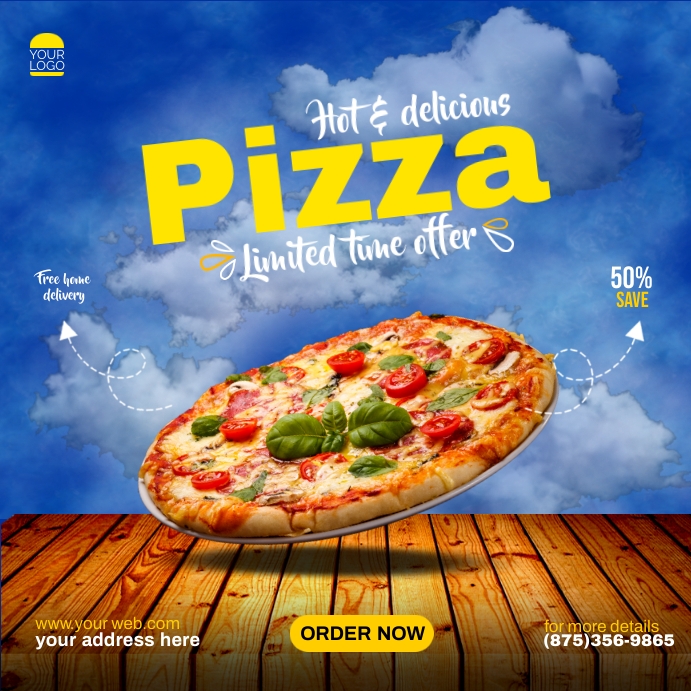 Hot and Delicious Pizza Offer Template | PosterMyWall