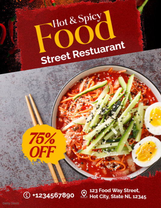 hot and spicy food restaurant flyer Template | PosterMyWall