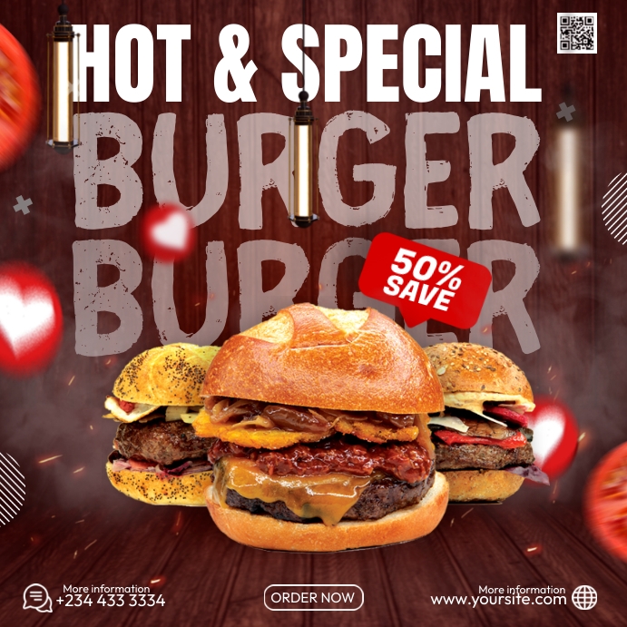 Hot Burger Sale Template | PosterMyWall