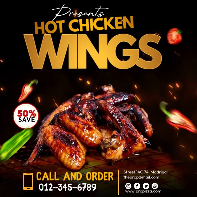 Hot Chicken Wings Promotion Template | PosterMyWall