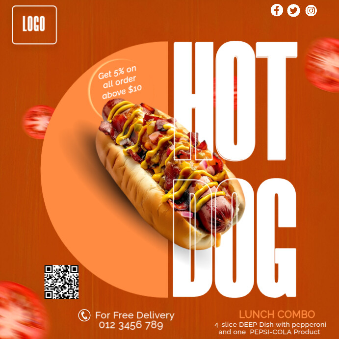 Hot Dog & Fast Food Flyer – Lunch Combo, Burger, Sandwich, Pizza ...