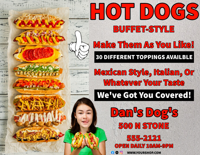 HOT DOG AD FLYER Template | PosterMyWall