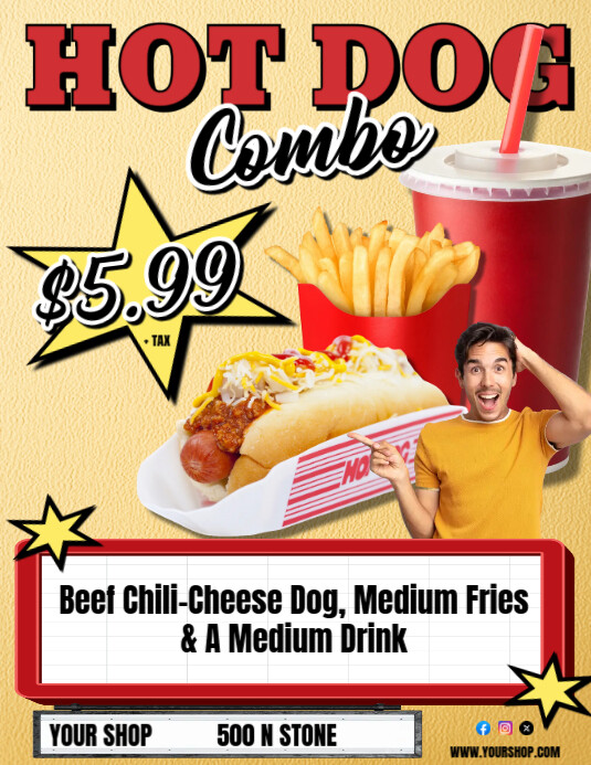 HOT DOG COMBO SPECIAL FLYER AD Template | PosterMyWall