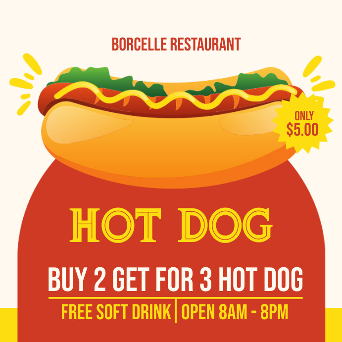 Plantilla de Hot Dog Food Promotions Instagram Post | PosterMyWall